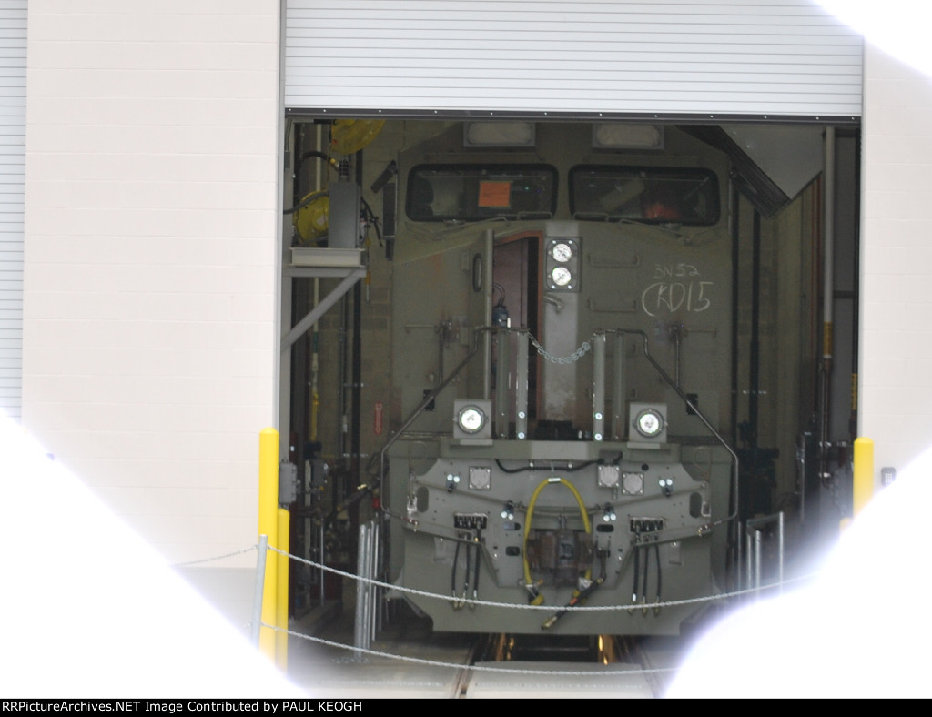 BNSF 7114 in Primer Paint gets ready to get Her BNSF Swoosh Logo Paint Applied as she rolls into ...
